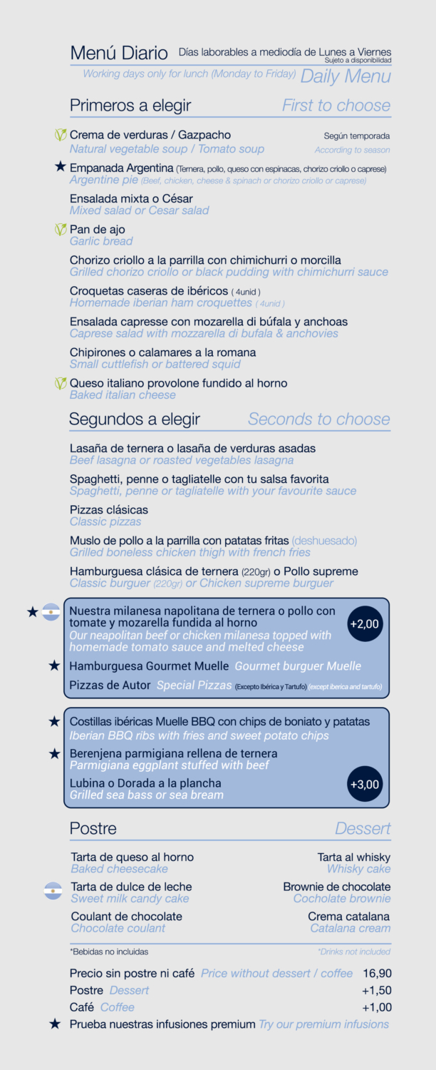 Daily Menu – Muelle Restaurante